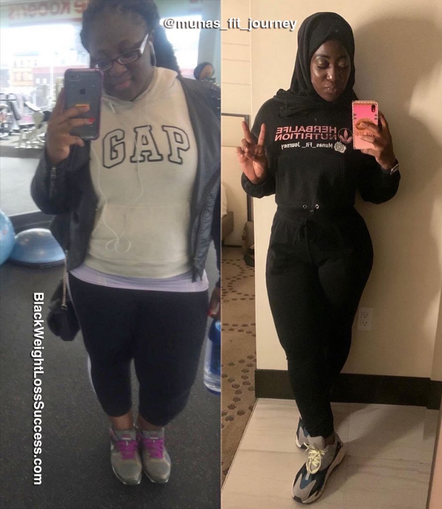 Maimuna lost 75 pounds - Black Weight Loss Success